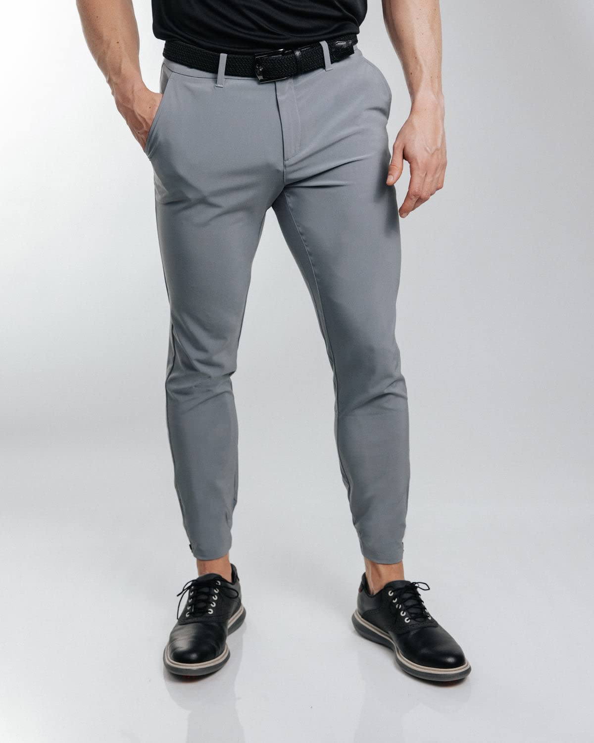 Primo Golf Jogger, Lightweight Four-Way Stretch Golf Pant, 4 Pockets, Inner Gel Waistband, Elastic Zipper Ankles, Light Gray, 30 Regular