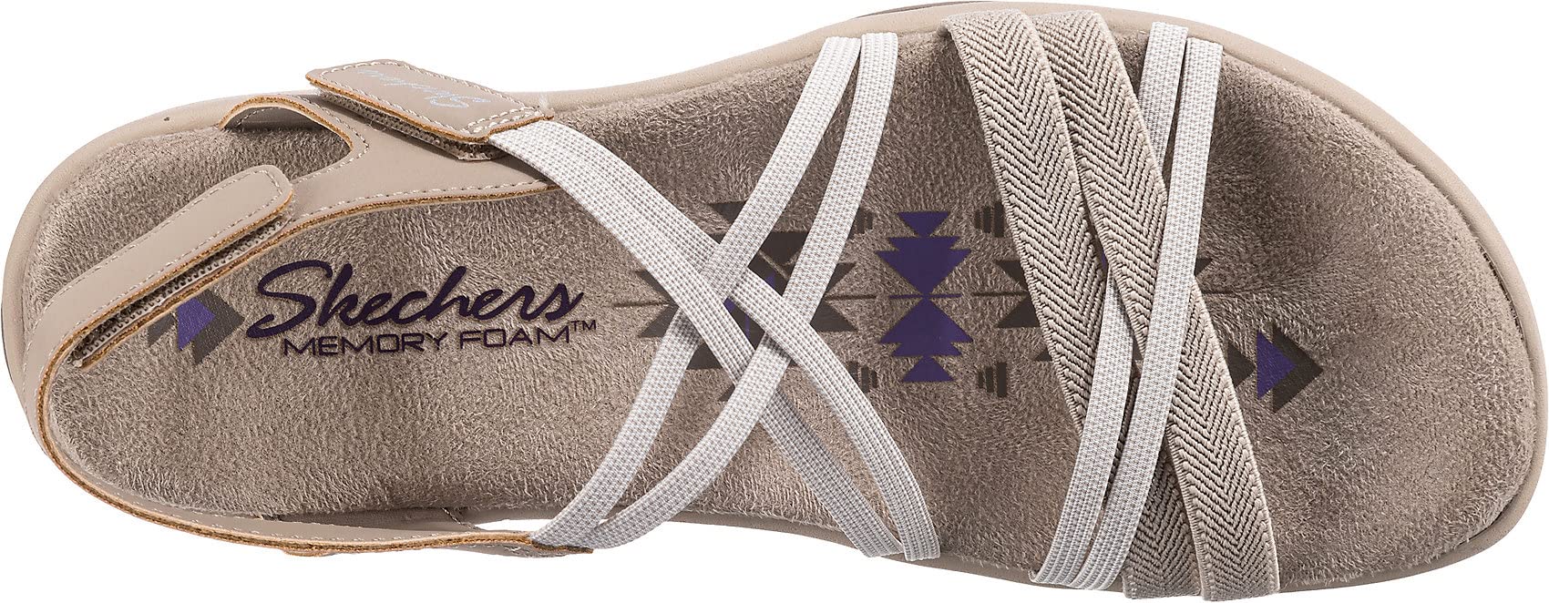 Skechers Women's Reggae Slim-Takes Two Flat Sandal, Taupe, 6 Wide