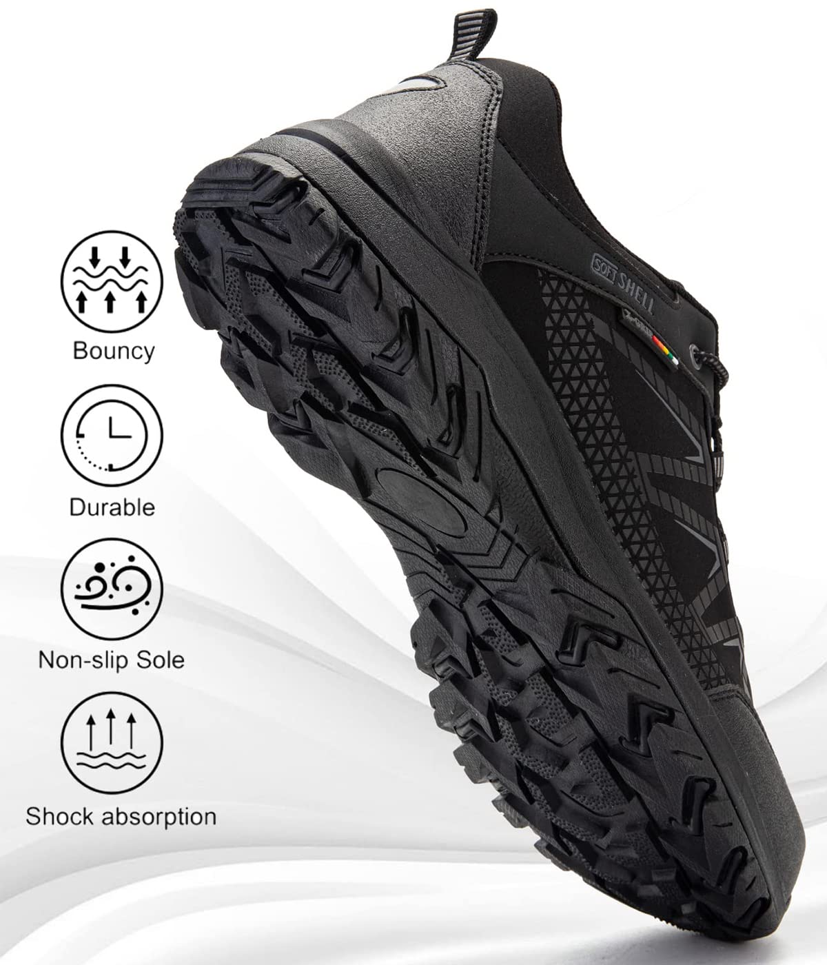 X-GRIP Mens Wide Hiking Shoes Water Repellent Outdoor Work Shoes
