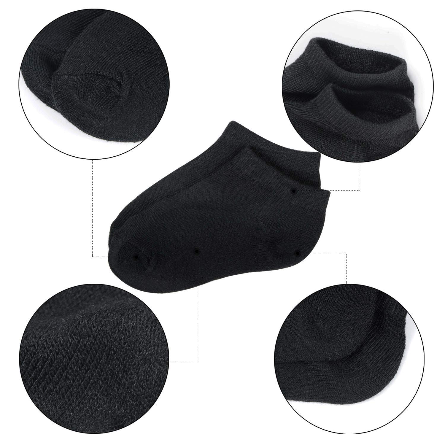 Tenpluszero 20 Pairs Toddler Kids Socks Half Cushion Low Cut Ankle Socks Boy Girl Athletic Socks(Black,8-10 Years)