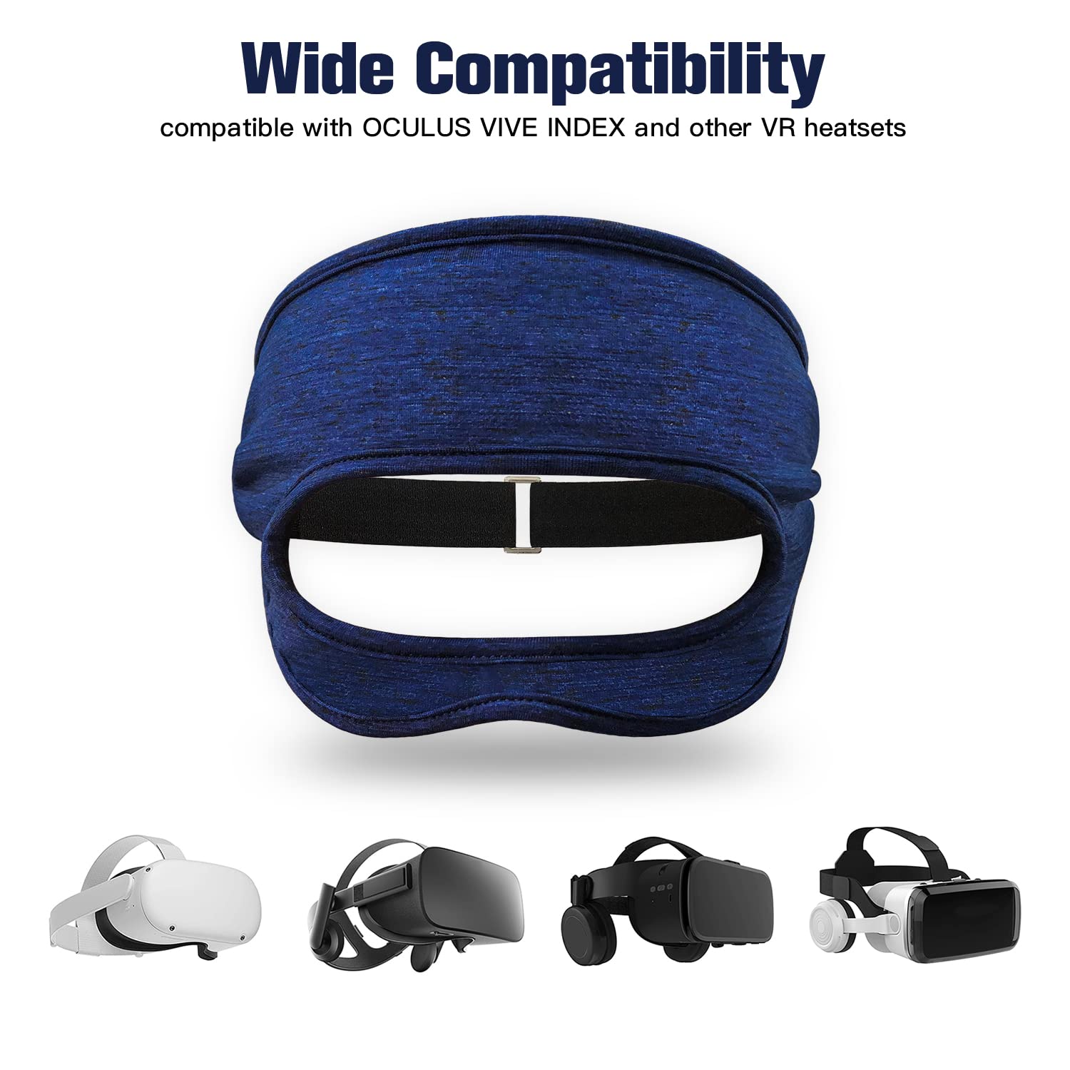 VR Eye Mask Sweat Band for Virtual Reality Headsets, Adjustable Sizes and Breathable Fabric Face Cover Workouts for Oculus Quest 2 Go HTC Vive PS VR