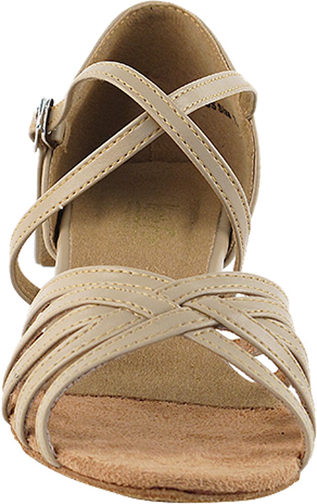 Women's Ballroom Dance Shoes Salsa Latin Practice Dance Shoes Tan Leather 1670cEB Comfortable - Very Fine 1.5" Heel 5.5 M US [Bundle of 5]