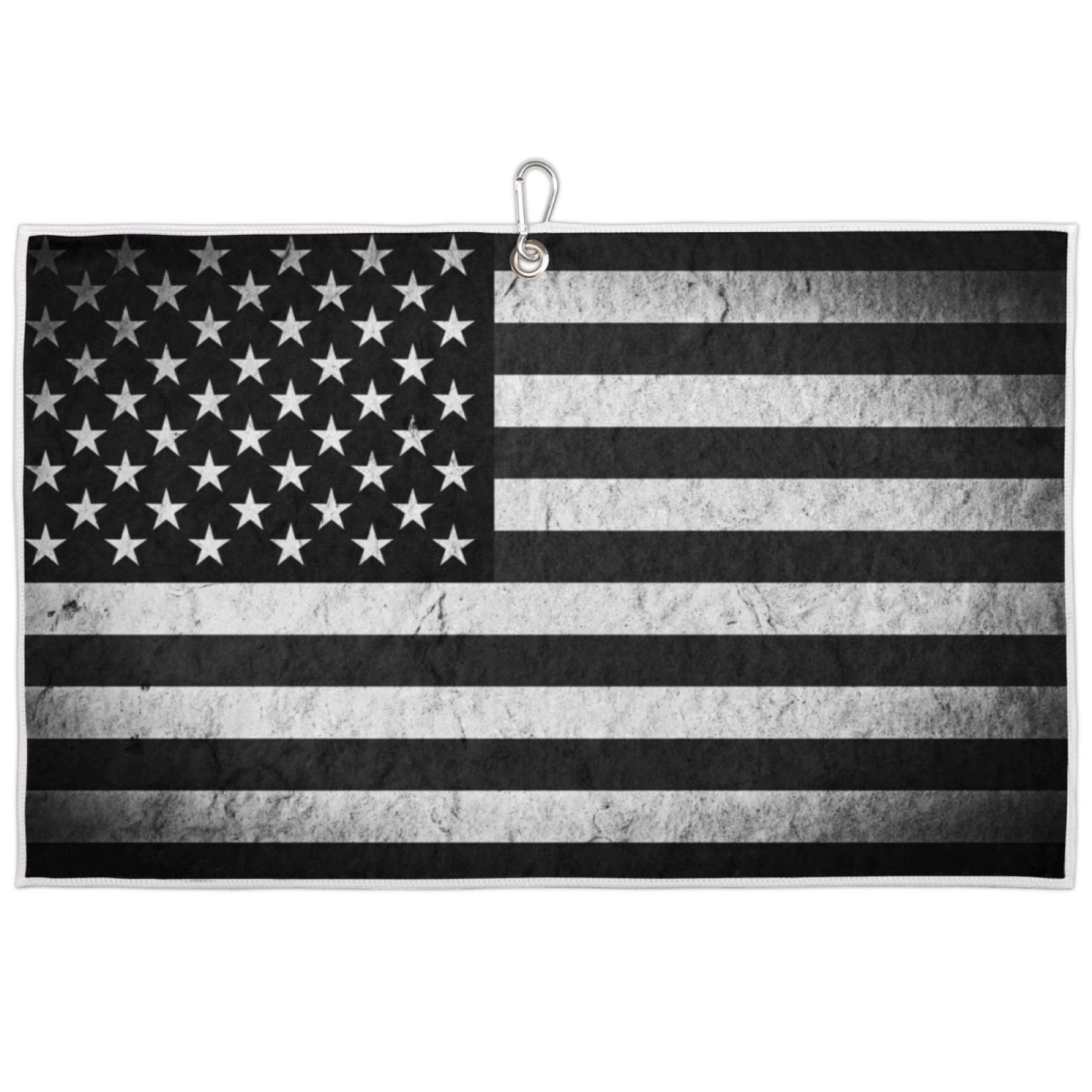 White Black American Flag Microfiber Golf Towel Breathable Quick-Drying Portable Golf Towel Machine Washable Lightweight Golf Towel for Yoga Workout Golf Sport Running 24x15in