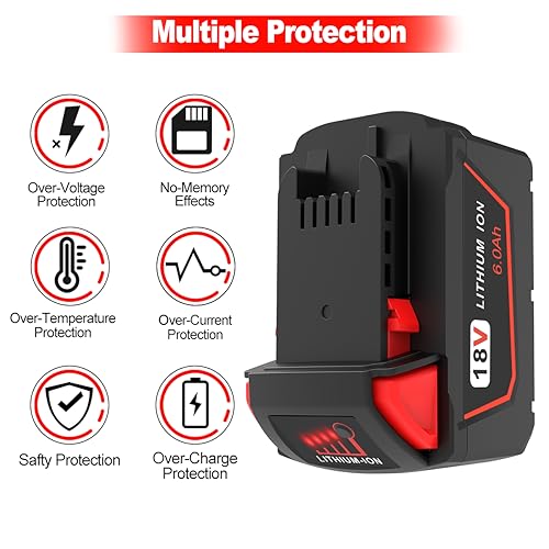 Rocivic 2 Packs Replacement for Milwaukee M18 Battery 6.0Ah, Compatible with Milwaukee m18 48-11-1860 48-11-1852 48-11-1850 48-11-1862 48-11-1812 Cordless Tools