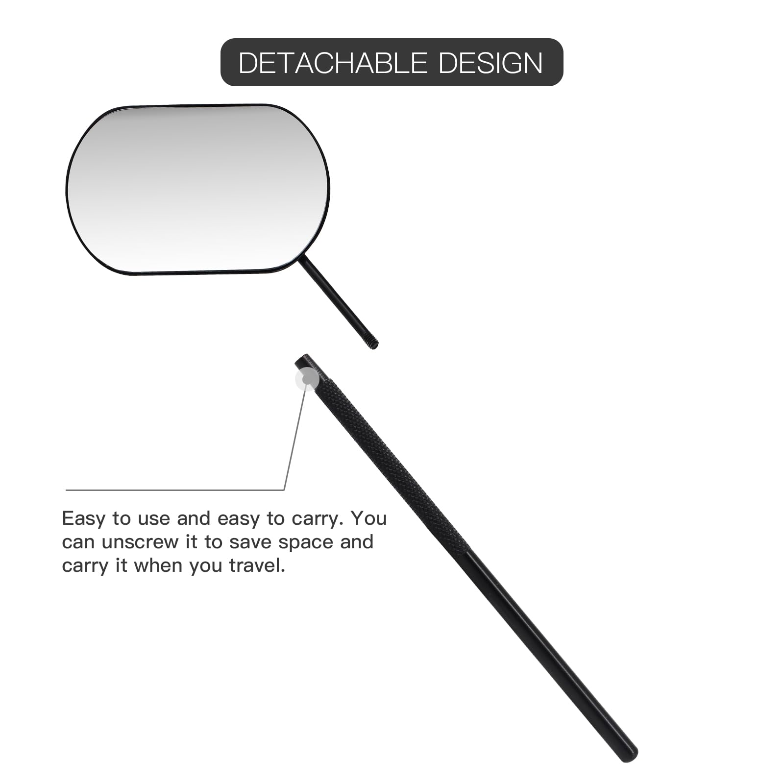 Pretty memory Large Lash Mirror, Stainless Steel Eyelash Mirror, Makeup Mirror for Lash Extension Supplies (Black)