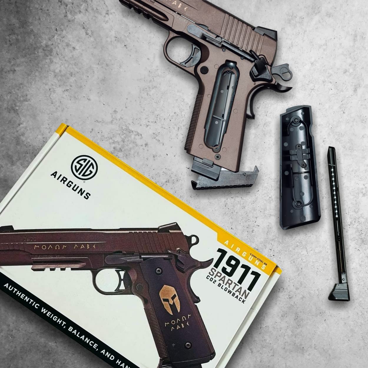 Sig Sauer 1911 BB Gun Air Pistol with CO2 12 Gram (15 Pack) Bundle (Spartan)