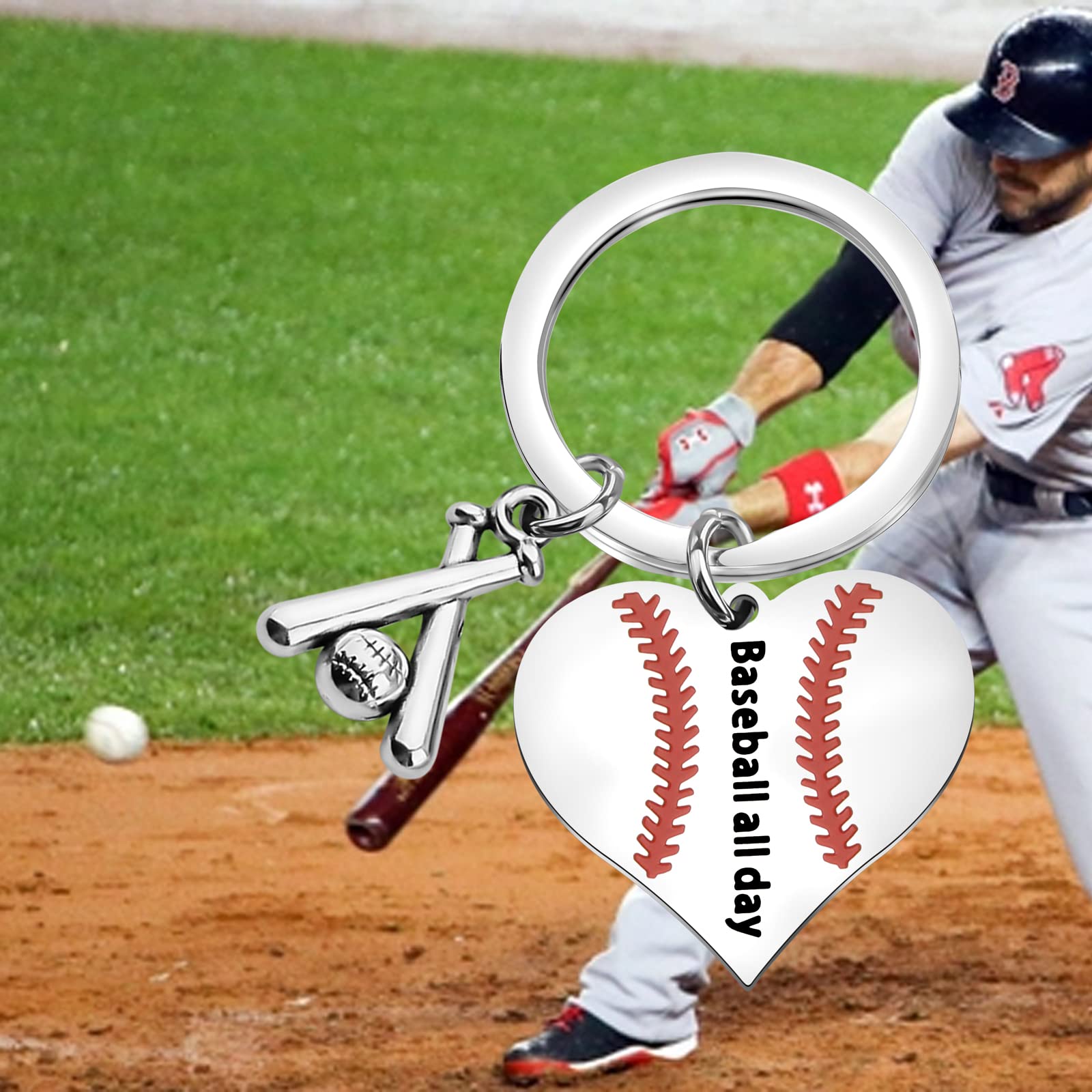 WSNANG Baseball Keychain Baseball Player Gifts Baseball Lover Jewelry Baseball Team Baseball Coach Thank You Gift (silver)