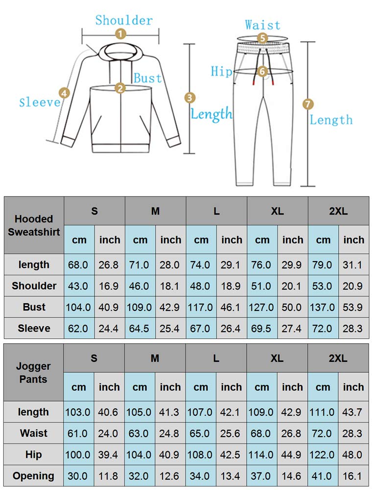 PASOK Men's Casual Tracksuit Set Long Sleeve Full-Zip Running Jogging Athletic Sweat Suits (L, Style 2 Black)