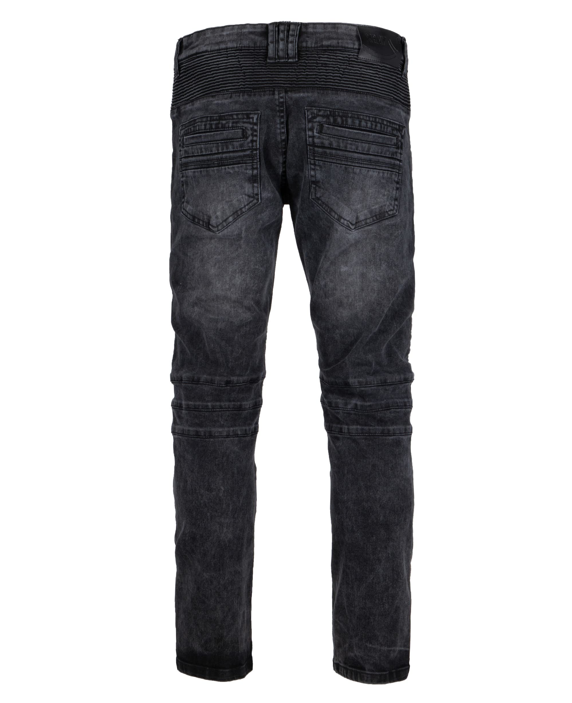 RAW X Mens Jeans Slim Fit, Washed Ripped Distressed Moto Stretch Denim Biker Pants for Men, 99119-black Wash, 34W x 32L
