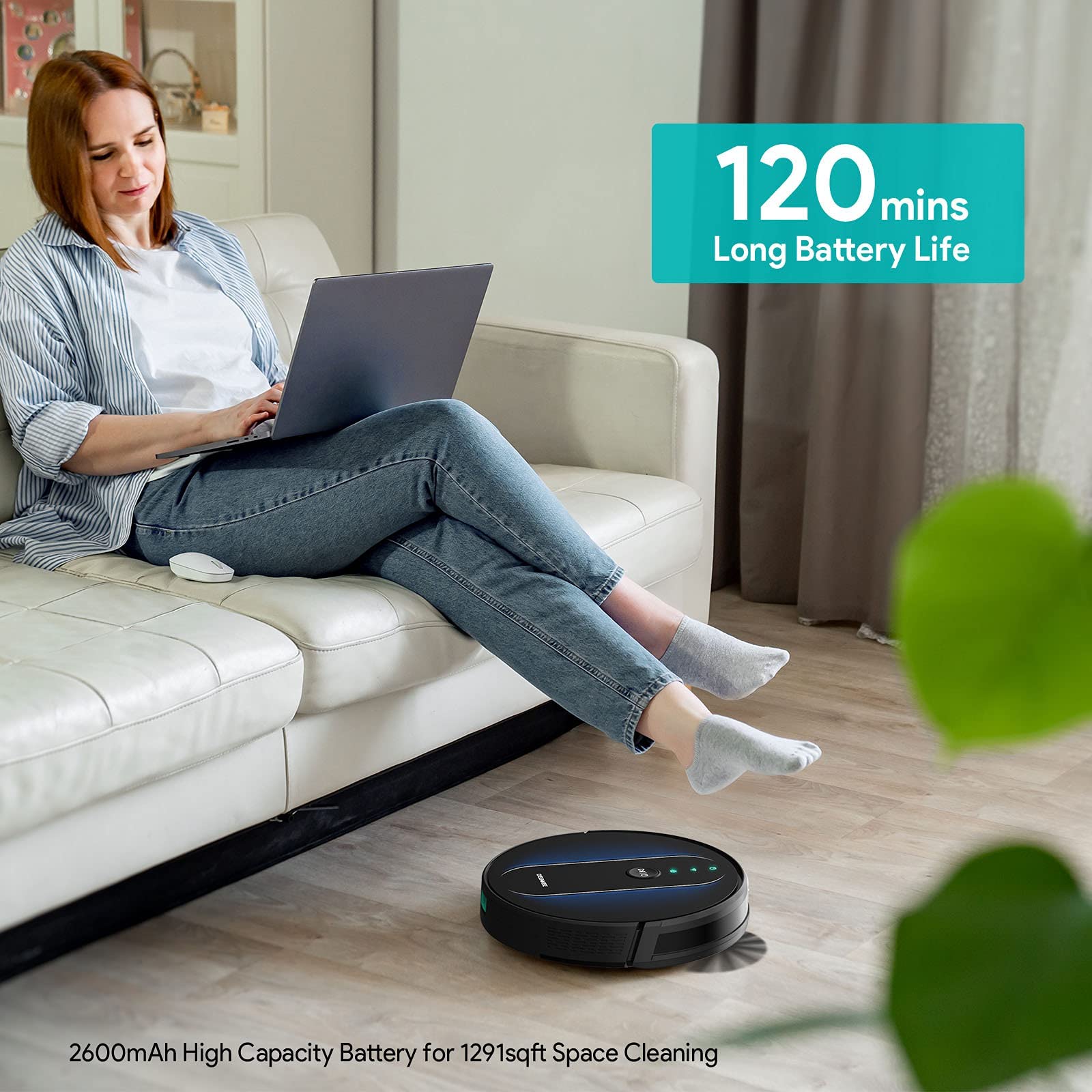 Robot Vacuum,Deenkee Wi-Fi/App/Alexa Robot Vacuum Cleaner and Mop 2000Pa Suction for Pet Hair,Hard Floors,Carpets(160 Mins Runtime,6 Cleaning Mode,Smart Navigation & Mapping,Self-Charging,Thin,Quiet)