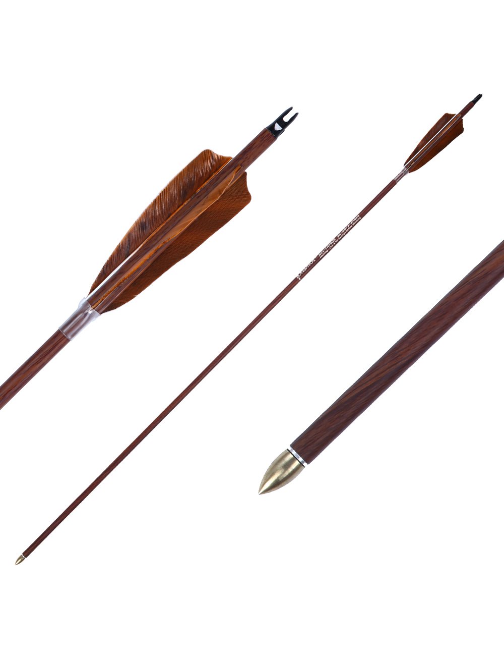PANDARUS Archery 31-Inch Carbon Hunting Arrows, 4-Inch Turkey Feather Fletching with Replaceable Points, Targeting Practice Arrows Spine 500 for Recurve & Traditional Bows (12 Pack)