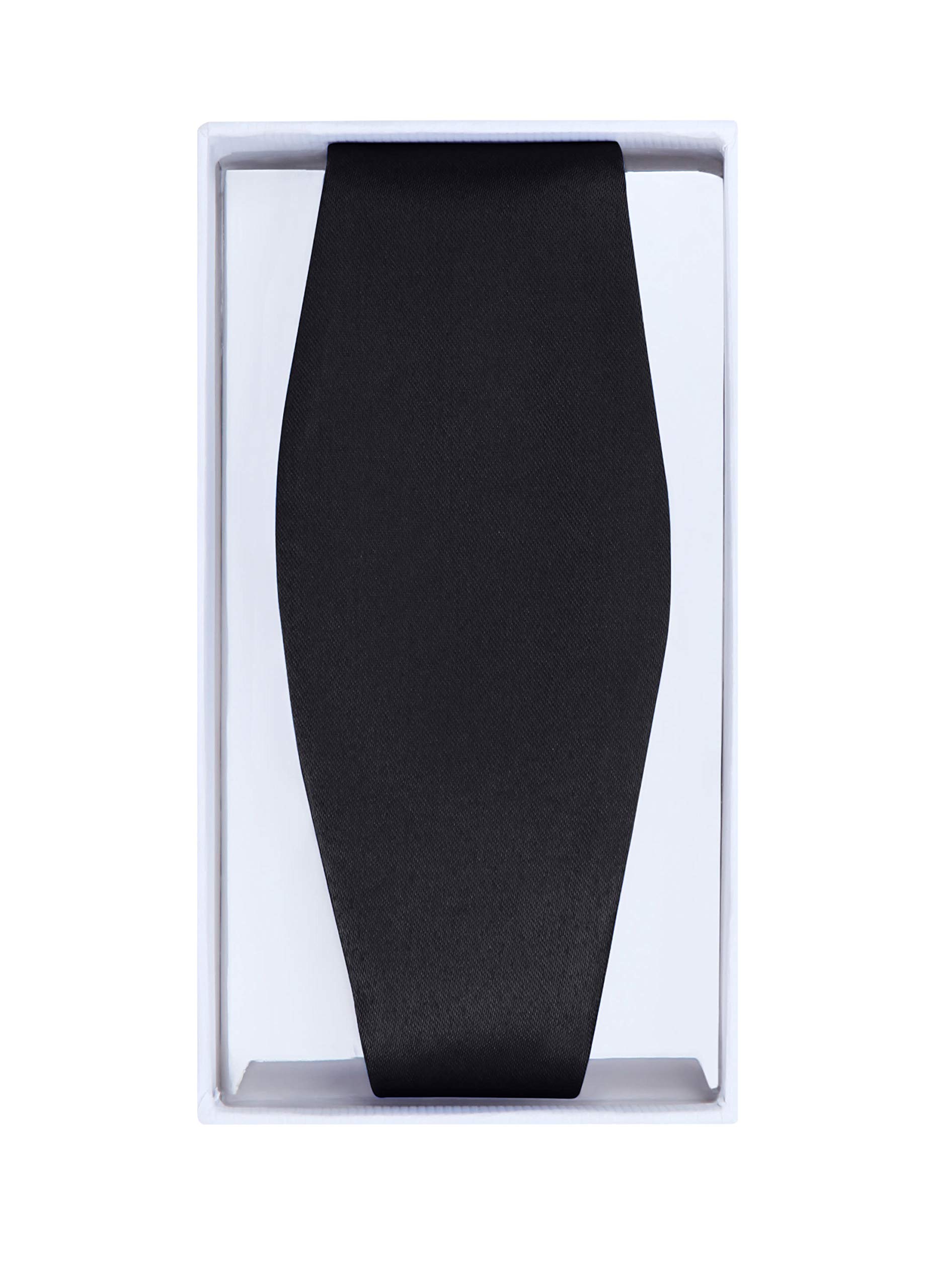 S.H. Churchill & Co. Men's Self-Tie Satin Bow Tie - Faux Silk for Wedding Tuxedo (Black)