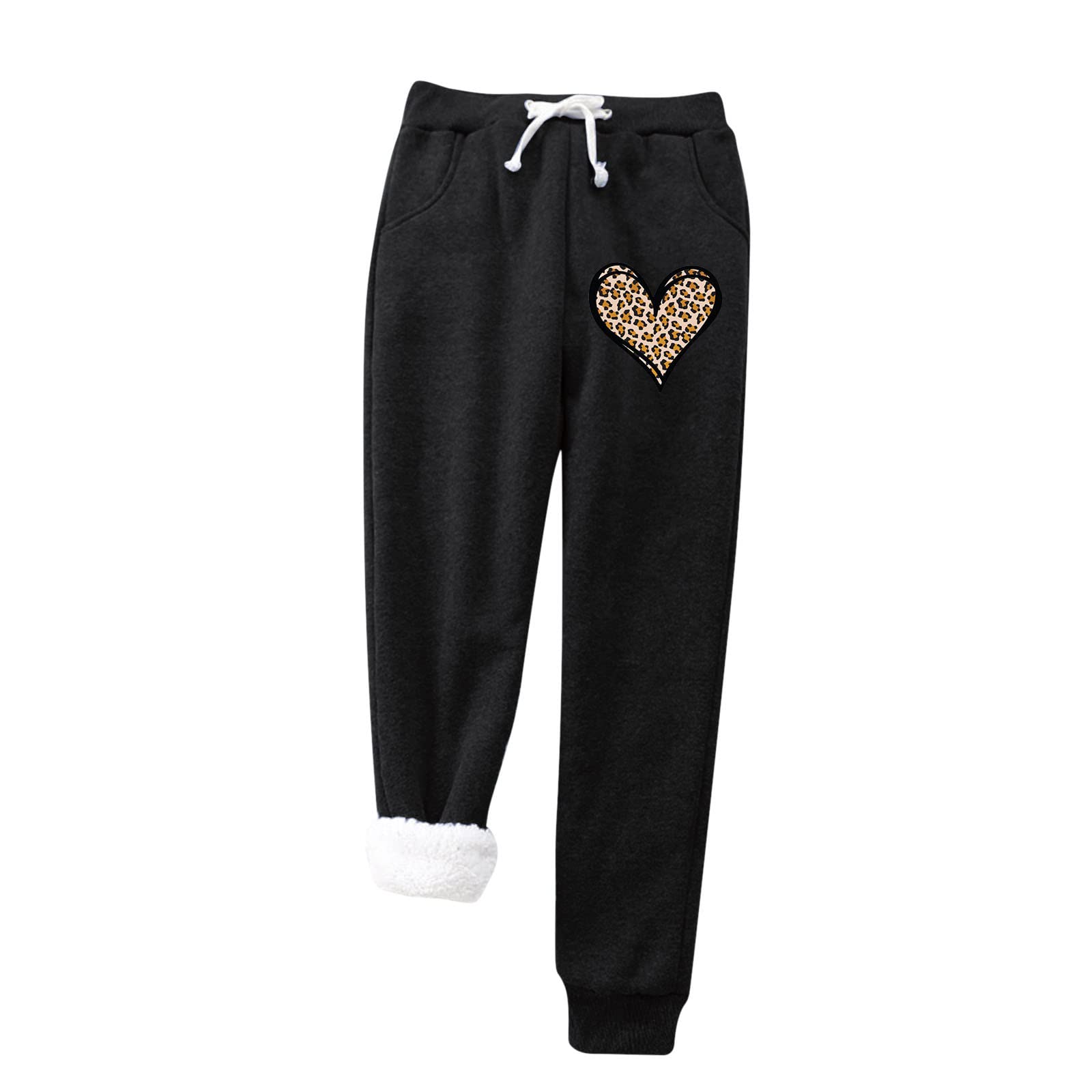 uvpivm Women's Athletic Pants Winter Jogger Fleece Warm Workout Yoga Tapered Sweatpants Wide Leg Drawstring Joggers with Pockets 3-A,X-Large