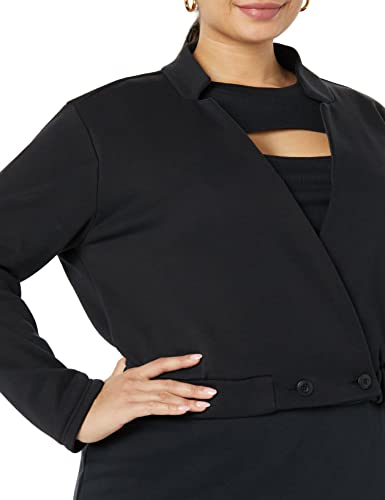 TEREA Women's Madelyn Cropped French Terry Jacket, Black, L