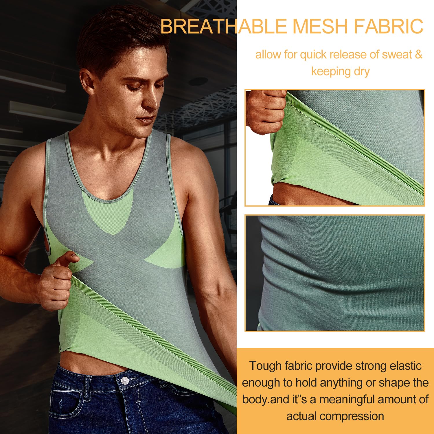 Terland Mens Running Vest Compression Shirt Sleeveless Sport Workout Vest Quick Dry Athletic Gym Muscle Tank Top Blue