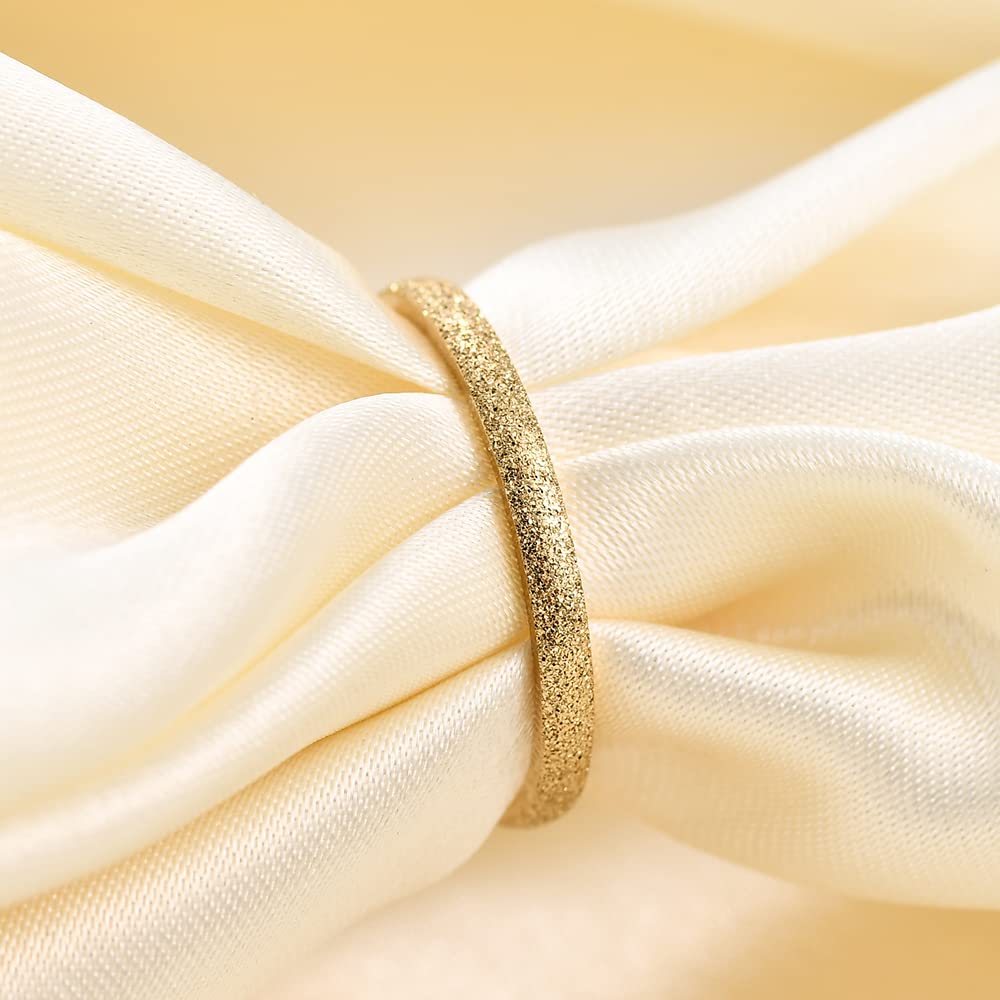 VQYSKO 2PCS 2mm14K Gold Filled Rings Stacking Rings for Women Stackable Thin Sand Blast Glitter Finish Ring 4-9 (Gold-2MM-2PCS, 6)