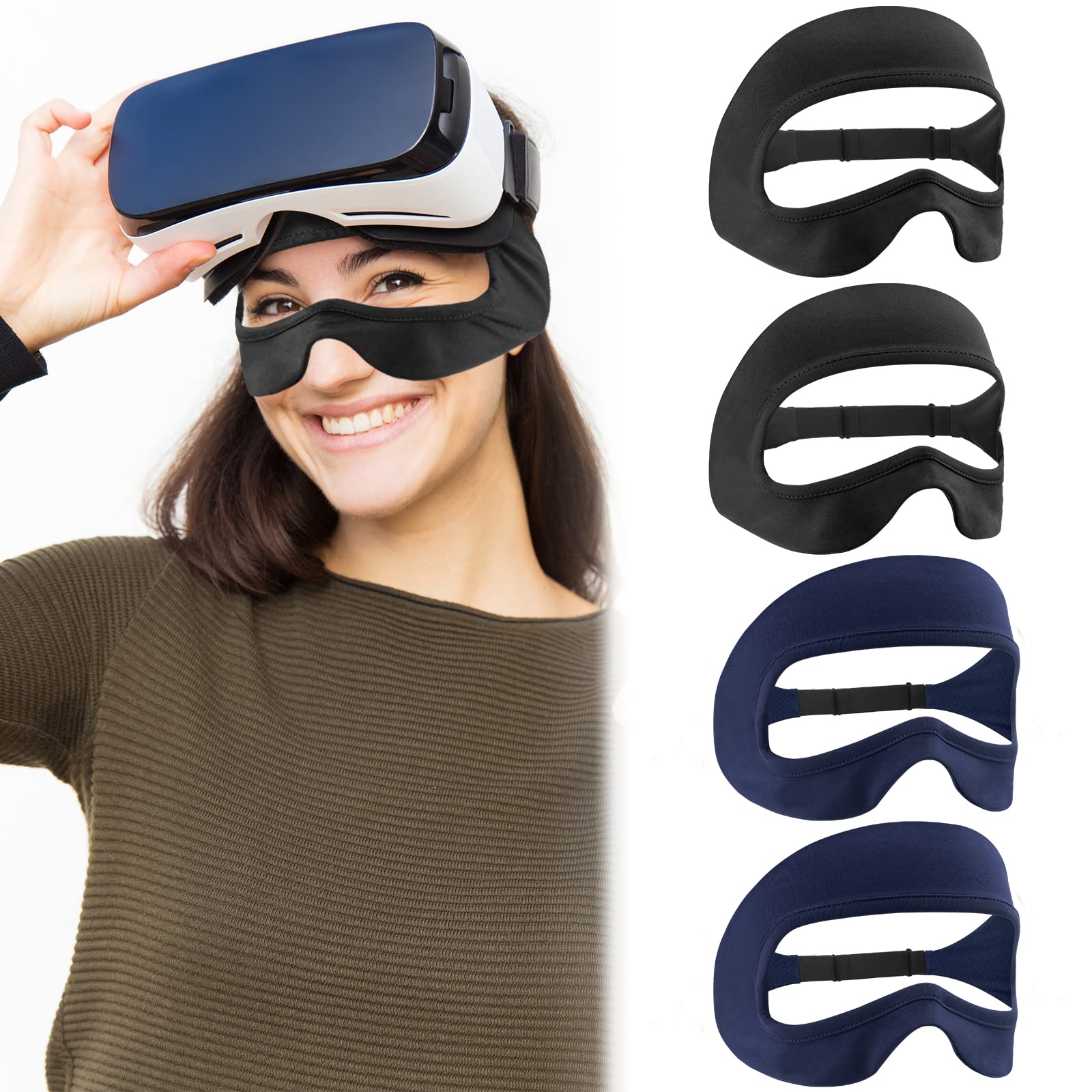 VR Eye Mask Cover Breathable Sweat Band Adjustable Sizes for Meta/Oculus Quest 2 Accessories VR Headsets Accessories, Washable Facemask Cover HMD Padding for Use VR Workouts Supernatual (4PCS)
