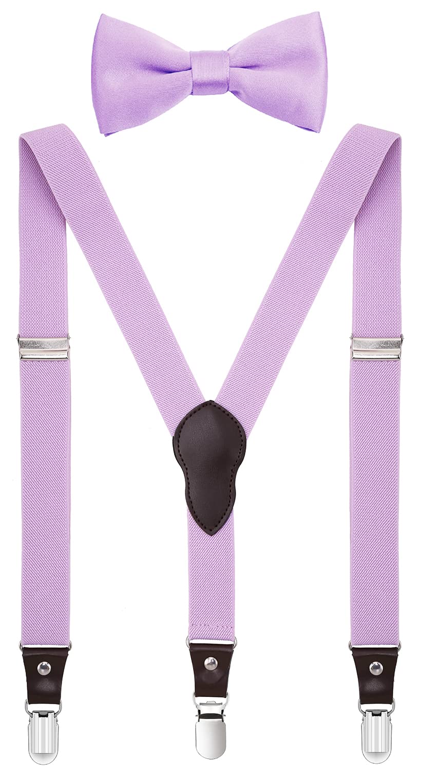 Shark Tooth Boys Bow Tie and Suspenders Set Wedding Lavender 30"