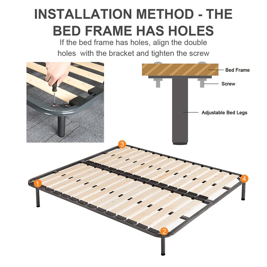 Skuehod Metal Adjustable Bed Legs Replacement Set of 4,Center Support Legs for Steel Bed Frame Slat Support (7"-13")