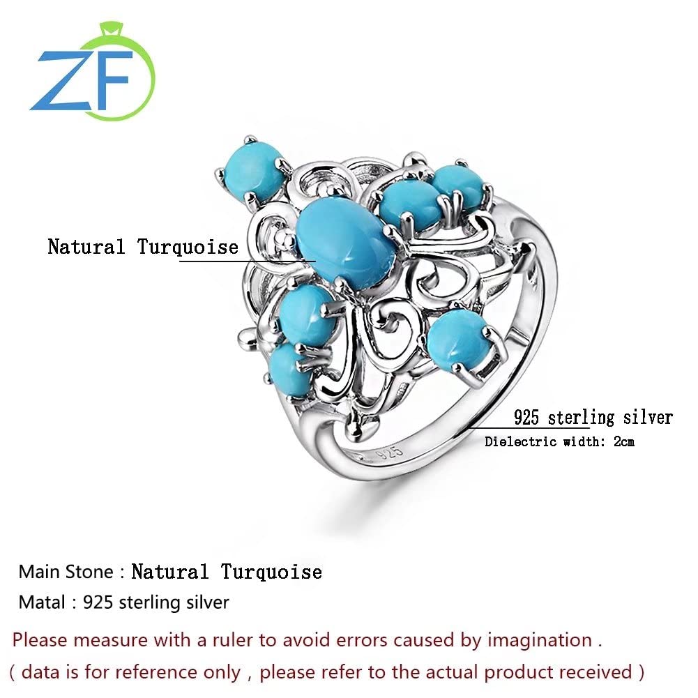 supermodel Natural Turquoise Gemstone Rings 925 Sterling Silver Handmade Gem Ring Mother Gift for Women Size 10