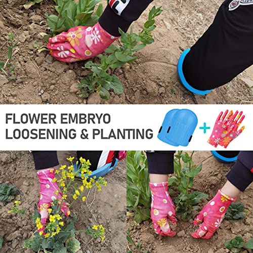 XINGJUHUI Gardening Knee Pads And Garden Gloves, Lightweight EVA Foam Kneeling Pads Suitable for Gardening, Housework, Flooring, And Basically Any Situation That Required To Be On Your Knees.