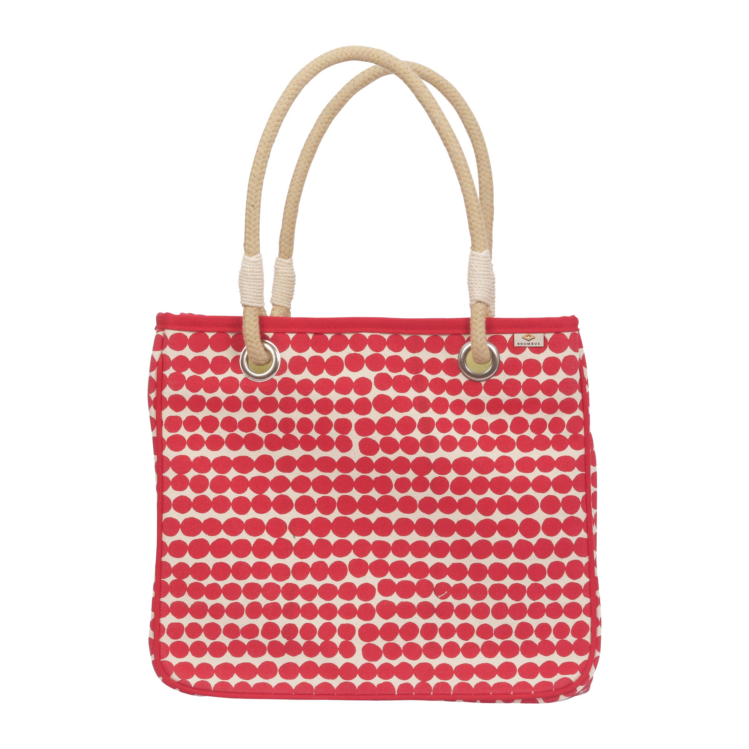 Tag&Crew Heavy Canvas Shoulder Tote HandBag for Women with Cotton Rope Handles, Black Stripes