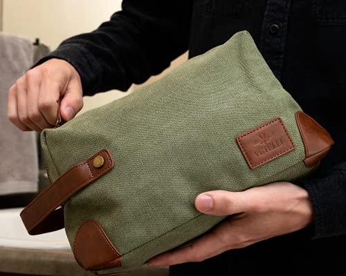 Vetelli Vintage Canvas Toiletry Bags, Travel In Style, Waterproof Canvas Dopp Kits, Durable (Marco)