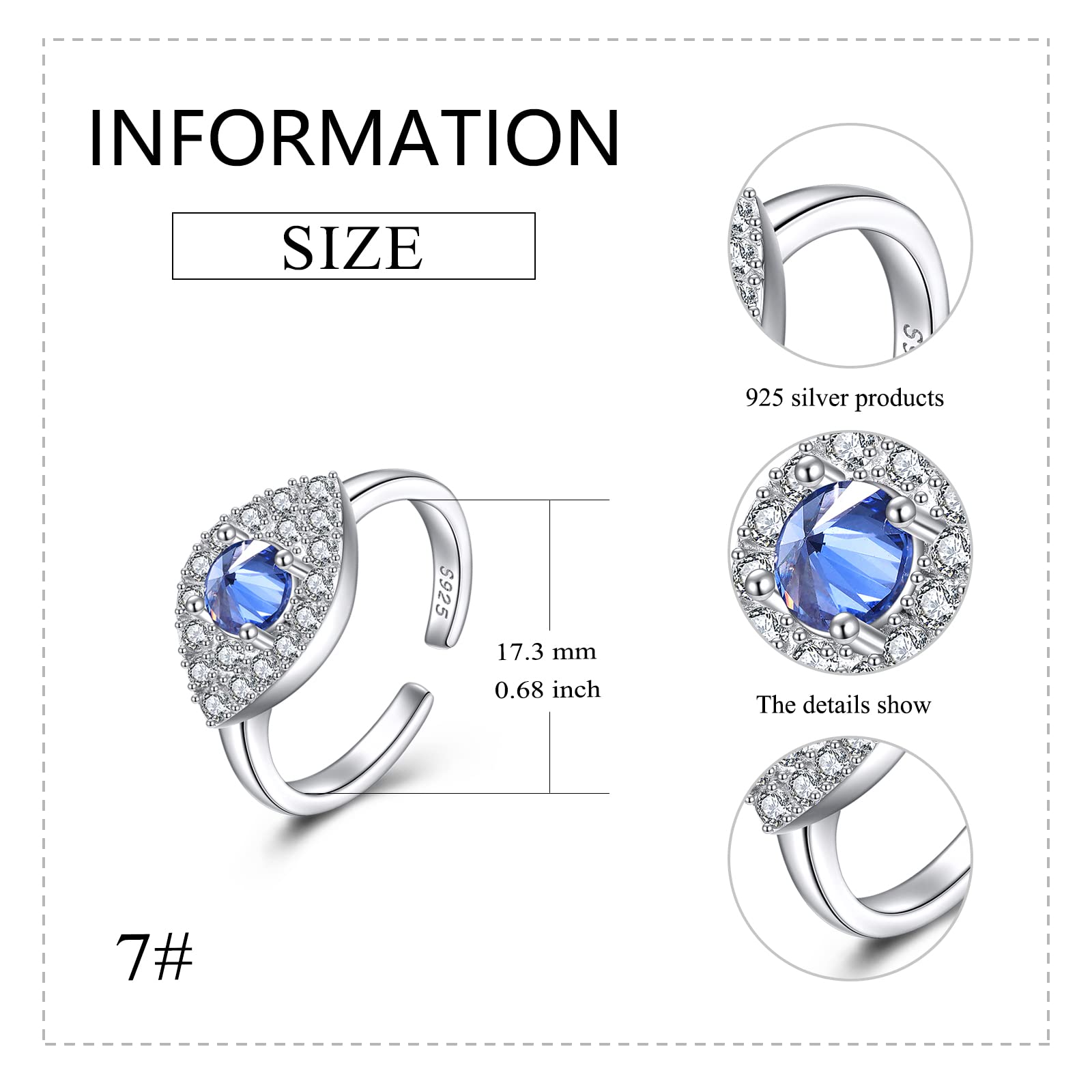 WTENIY Sterling Silver Turkish Evil Eye Ring Jewelry Gifts for Women All Seeing Amulet Greek Third Eye Ring Open Adjustable Ring