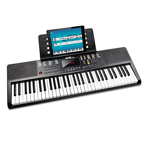 RockJam 61 Portable Electronic Keyboard with Key Note Stickers, Power Supply and Simply Piano App Content, (RJ361) (Renewed)