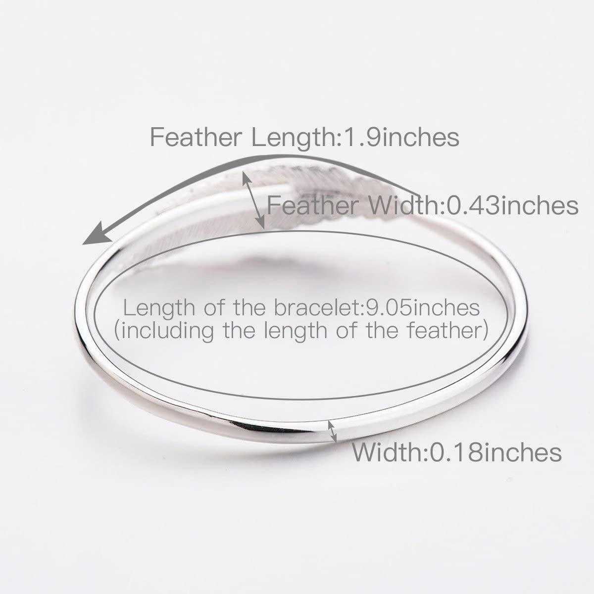 SA SILVERAGE Bangle Bracelets for Women 925 Sterling Silver Feather Cuff Bracelet, Friendship Bangles Classic Silver Jewelry Best Friend Birthday Gifts