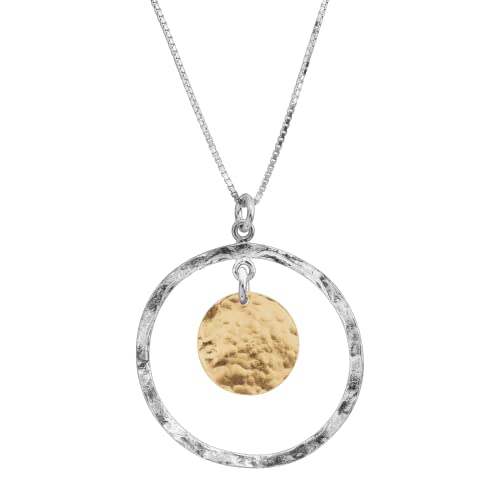 Silpada 'Marbella' Two-Tone Disc Pendant Necklace in Sterling Silver with Gold-Plating, 18" + 2"