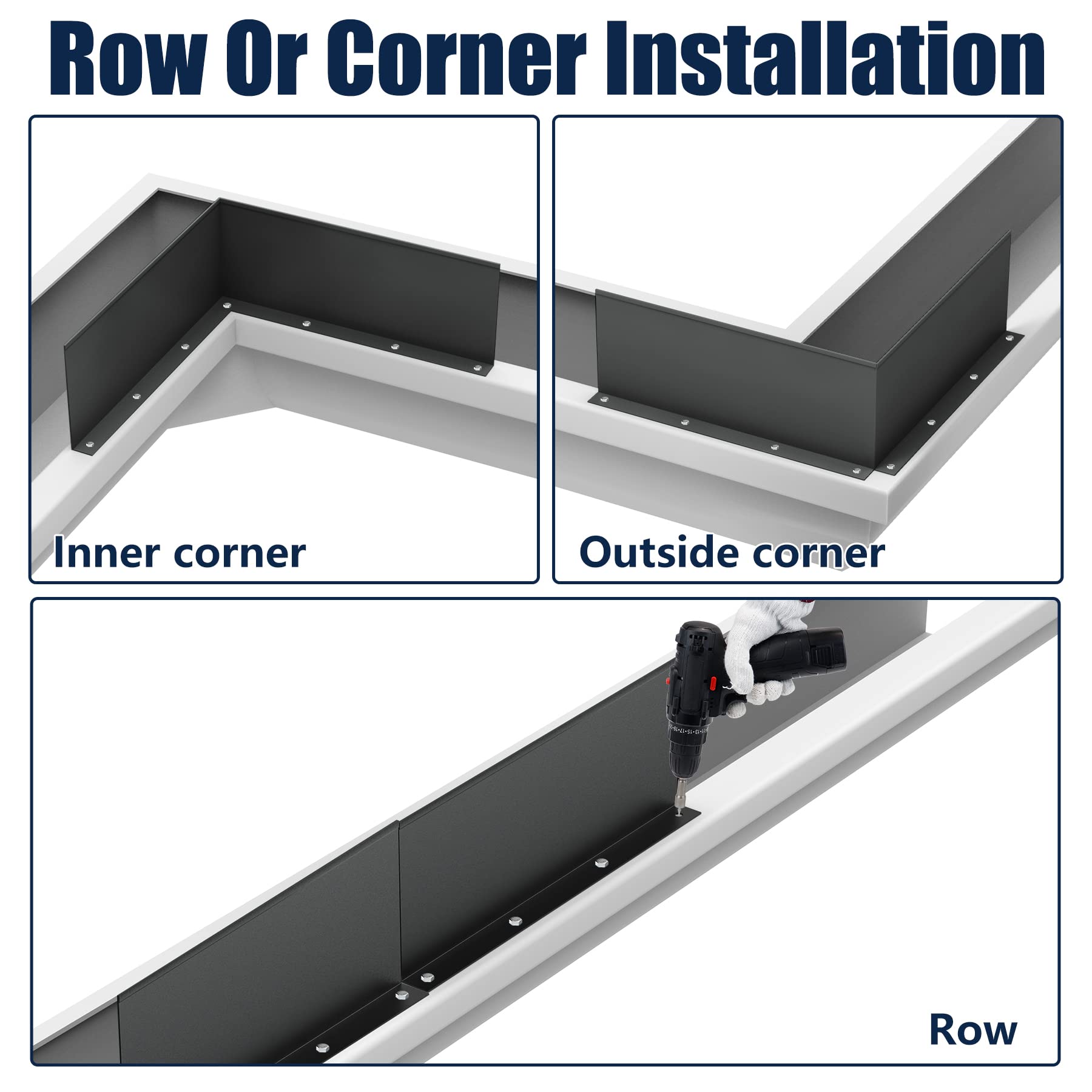 Pearwow Gutter Valley Splash Guard,Aluminum Rain Diverter Roofing Gutter Splash Guards for Valley,Corner or Straight,10 Inch Each (6 Pcs Black)