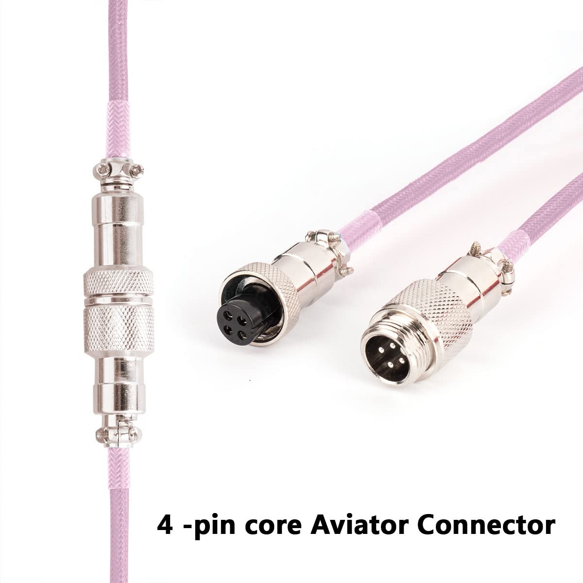 VELOCIFIRE Custom Coiled USB C Cable for Gaming Keyboard, Double-Sleeved Mechanical Keyboard Cable with Detachable Metal Aviator,1.5M USB-C to USB-A(Rainbow)