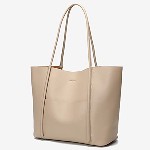 Women Tote Handbag Leather Top Handle Purse Large Capacity Shoulder Bag Hobo Satchel Bag for Ladies, Khaki