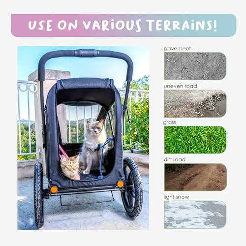 Petique Breeze Jogger, Dog Cart for Medium Size Pets, Ventilated Pet Stroller for Cats & Dogs, Black