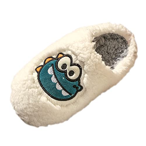 Winter Plush Slippers Winter Warm House Shoes with Memory Foam and Indoor Outdoor,Unisex White