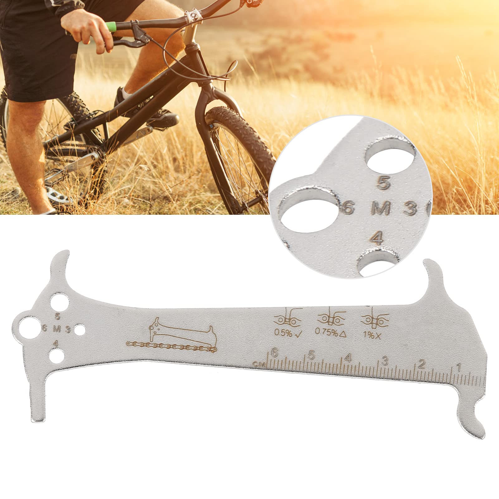 Vakitar 3 in 1 Mountain Bike Chain Measuring Ruler Road Bike Chain Wear Measuring Tool