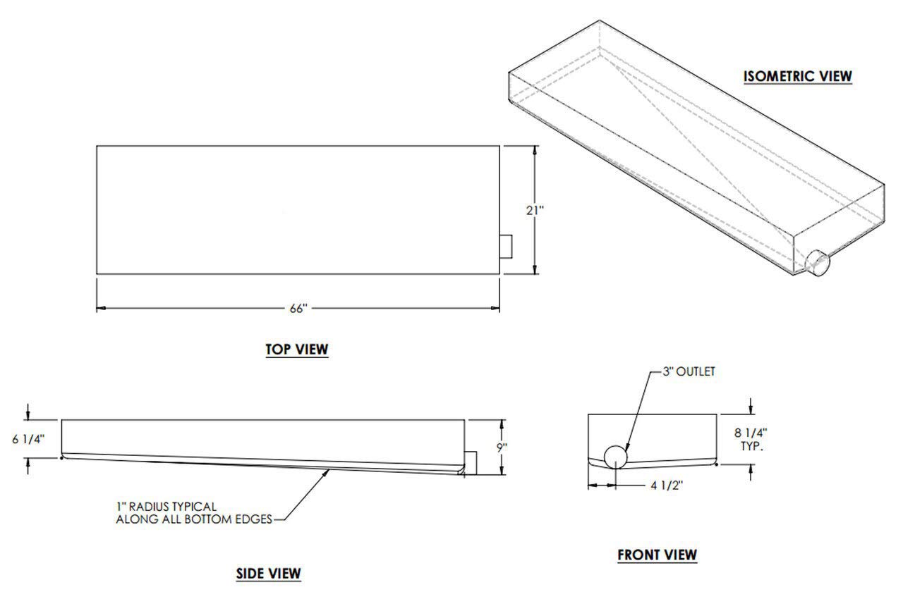 RecPro 42 Gallon RV Holding Tank 66" x 21" x 9" | Black Waste Water | 366H | Includes Universal Installation Fittings Kit | Made in America