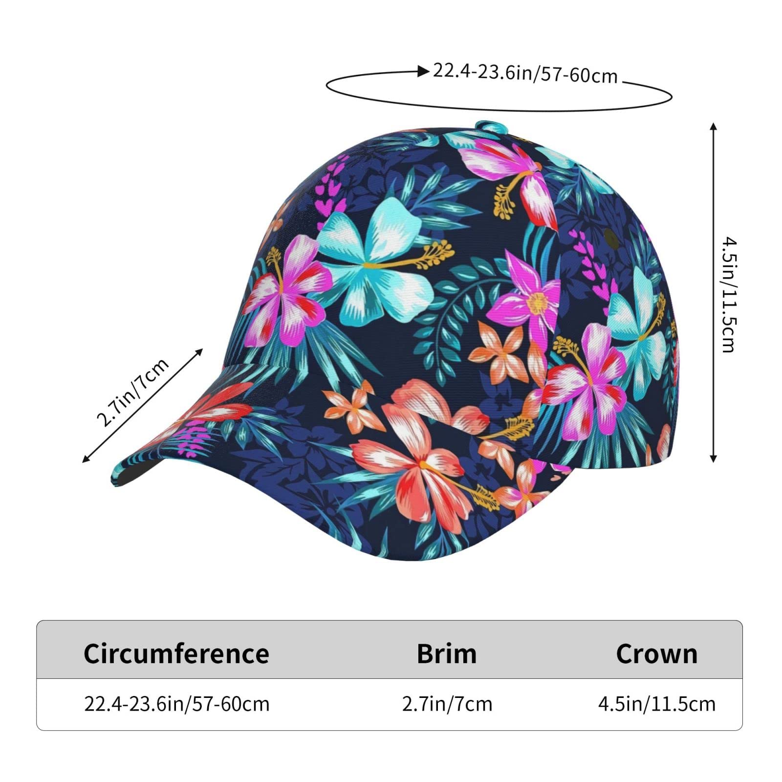 Sucbouh Tropical Flower Baseball Cap for Women Adjustable Sport Hat Fashion Casual Washed Dad Hat