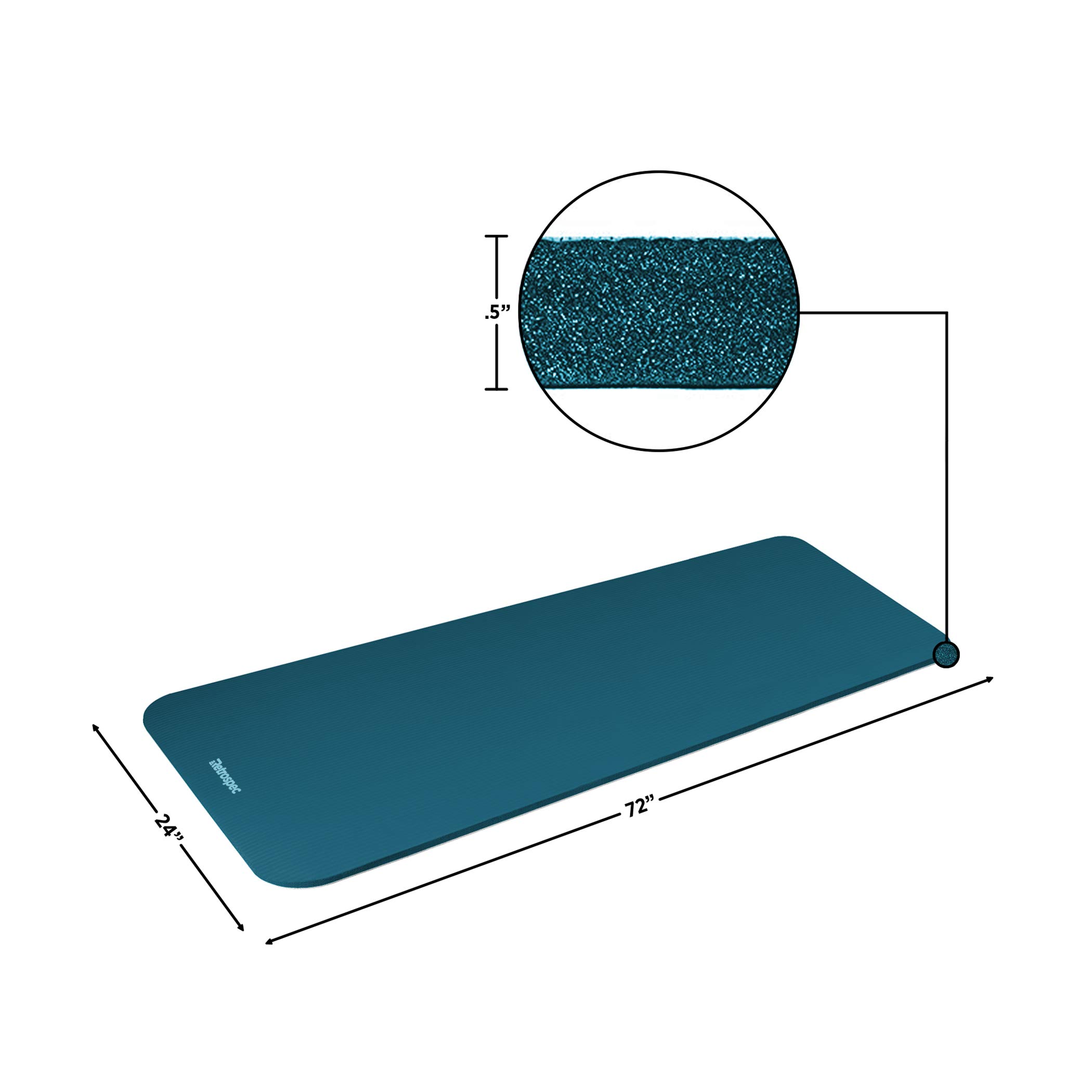 Retrospec Solana Yoga Mat Thick w/Nylon Strap for Men & Women, Ocean Blue, 1/2 inch
