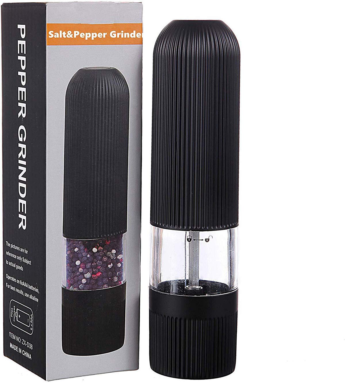 Vilihy Electric Salt Grinder Pepper Grinder Pepper Mills Salt Spice Mills Grinder Adjustable Coarseness Automatic One Handed Operation(1 Pack)