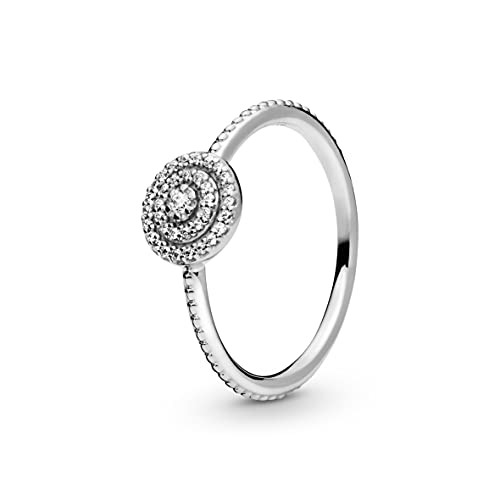 Pandora Elegant Sparkle Ring - Sterling Silver Ring for Women - Layering or Stackable Ring - Gift for Her - Sterling Silver with Clear Cubic Zirconia - Size 7