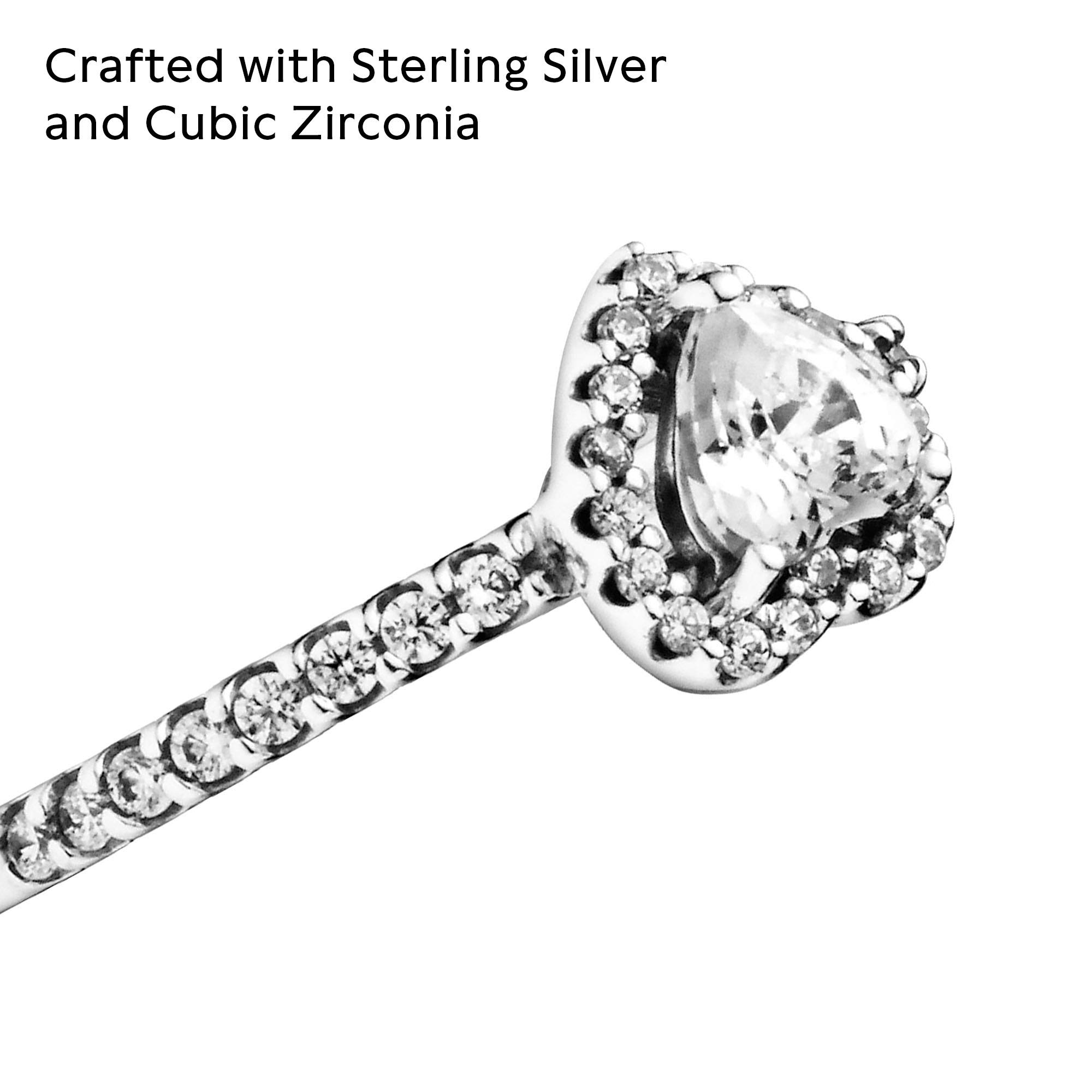 Pandora Elevated Heart Ring - Promise Ring for Women - Layering or Stackable Ring - Gift for Her - Sterling Silver with Clear Cubic Zirconia - Size 7
