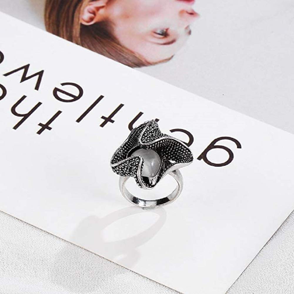 Silver Rings for Women 18K Gold Plated Statement Ring Band Ring Jewelry Gift Size 6
