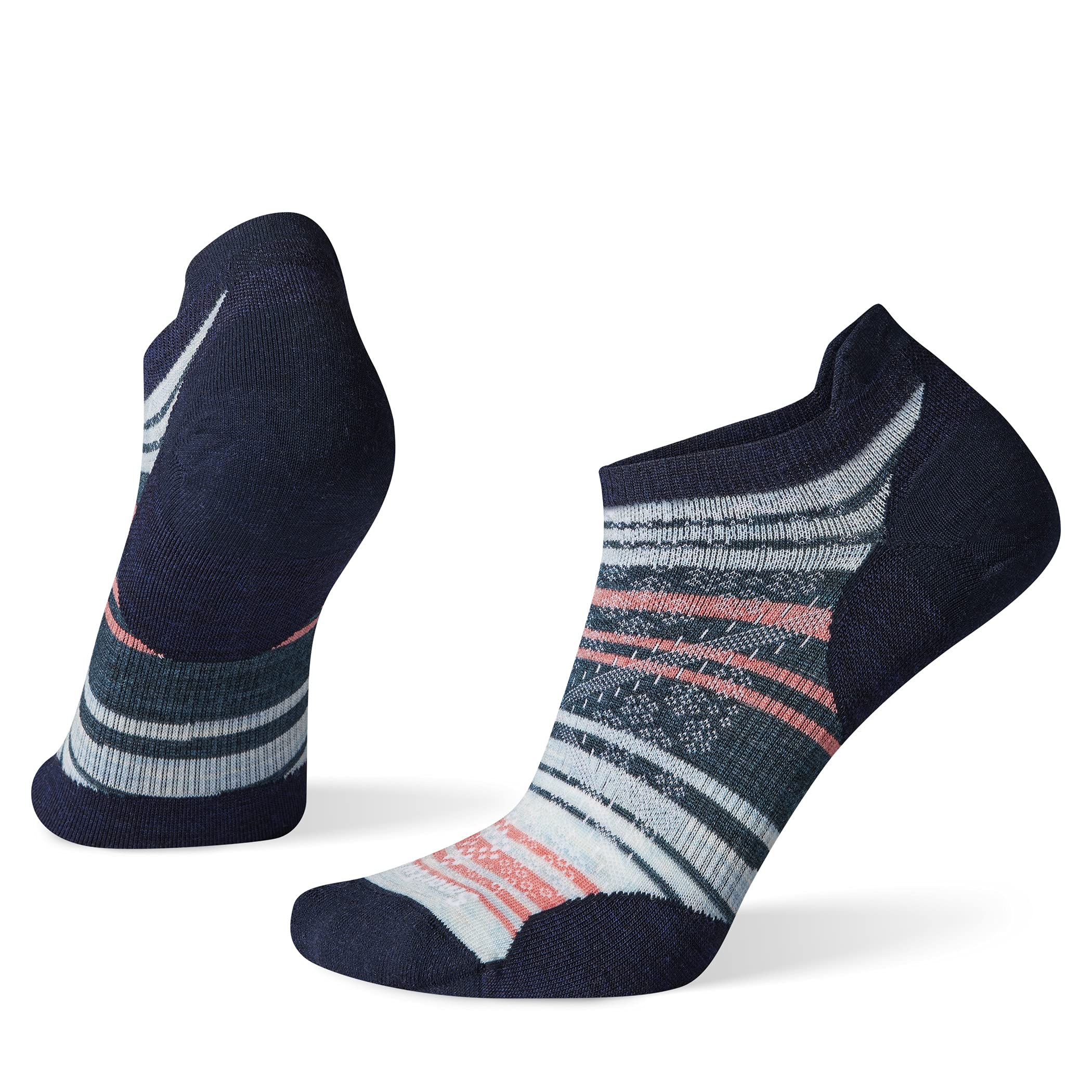 Smartwool Women's Performance Run Zero Cushion Striped Low Ankle Deep Navy L