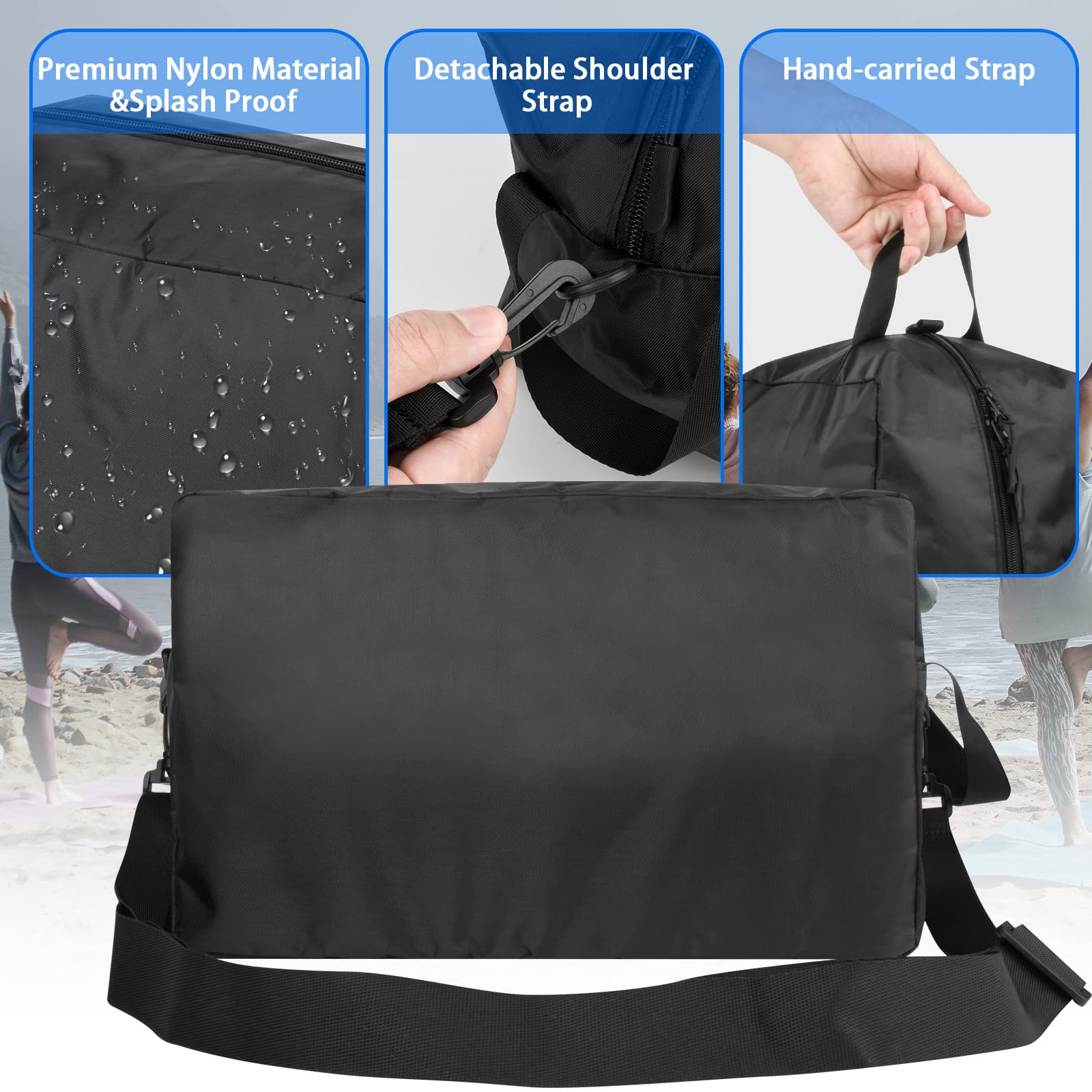 Xxerciz Yoga Blocks Bag Yoga Foam Blocks Bag with Shoulder Strip, Store 2 Pack Yoga Blocks, Lightweight and Durable Multi-Functional Storage Bag (Only Bag)