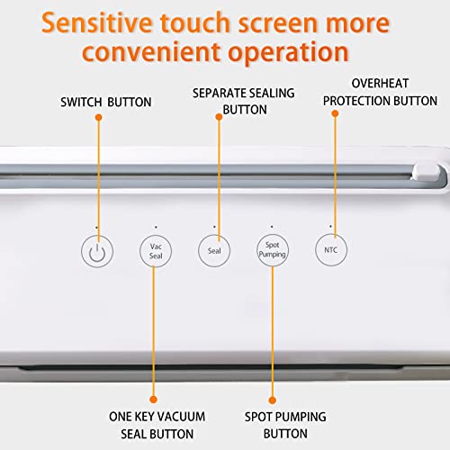 Pskang Vacuum Sealer Machine One-Touch Vacuum Sealer with Cutter for Automatic Air Sealing System with jar attachment for Food Storage Dry Wet Food Modes