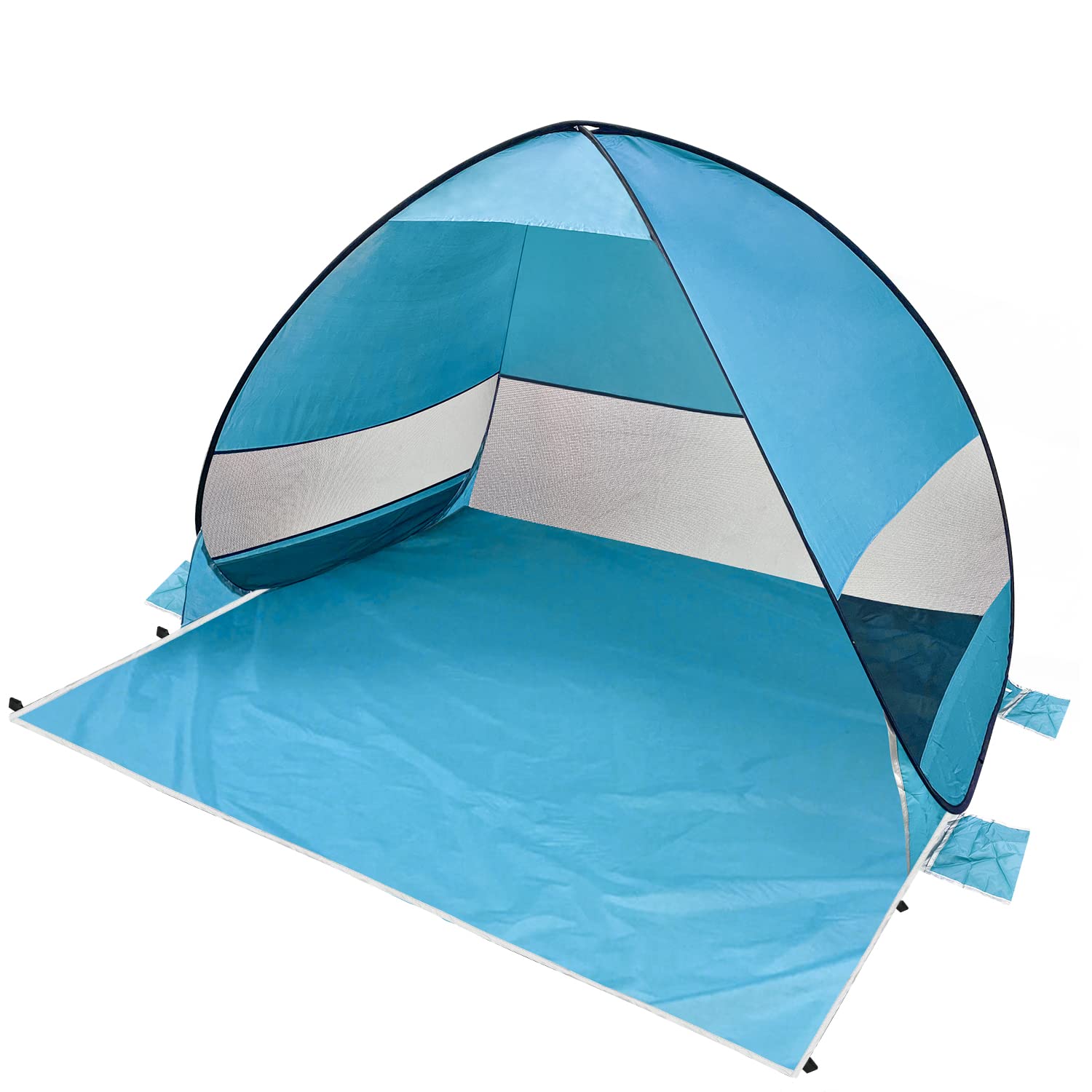 Sutekus Beach Tent Pop Up Shade Camping Shelter Lightweight Beach Canopy Anti-UV Portable Beach Shade Canopy Cabana (Blue)