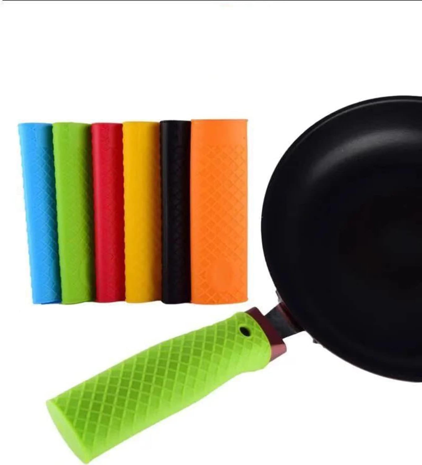 Yinpecly 3Pcs Silicone Hot Handle Holder Rubber Pot Sleeve Heat Resistant Kitchen Potholders for Cast Iron Pans, Metal Frying Pans, Skillets, Griddles, Blue