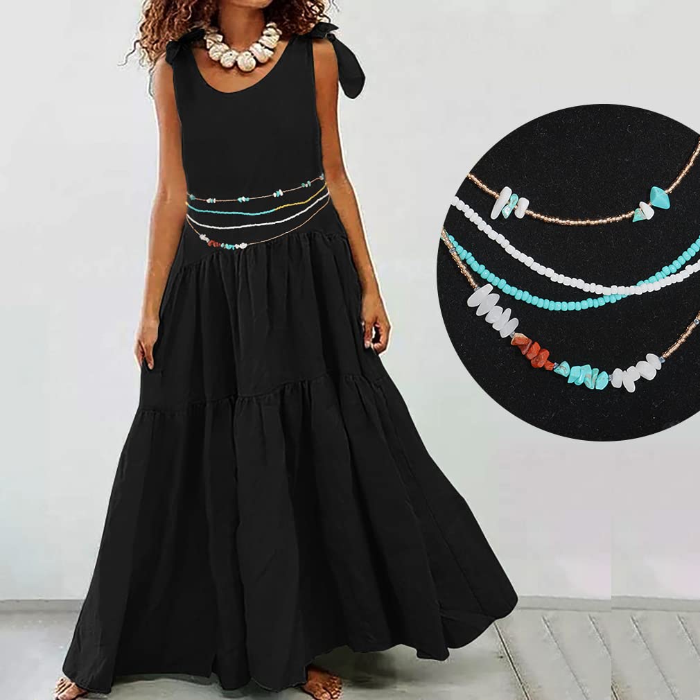 Suyi Beads Belt for Women Layered Beaded Chain Belts Boho Body Belly Chains 120CM Blue